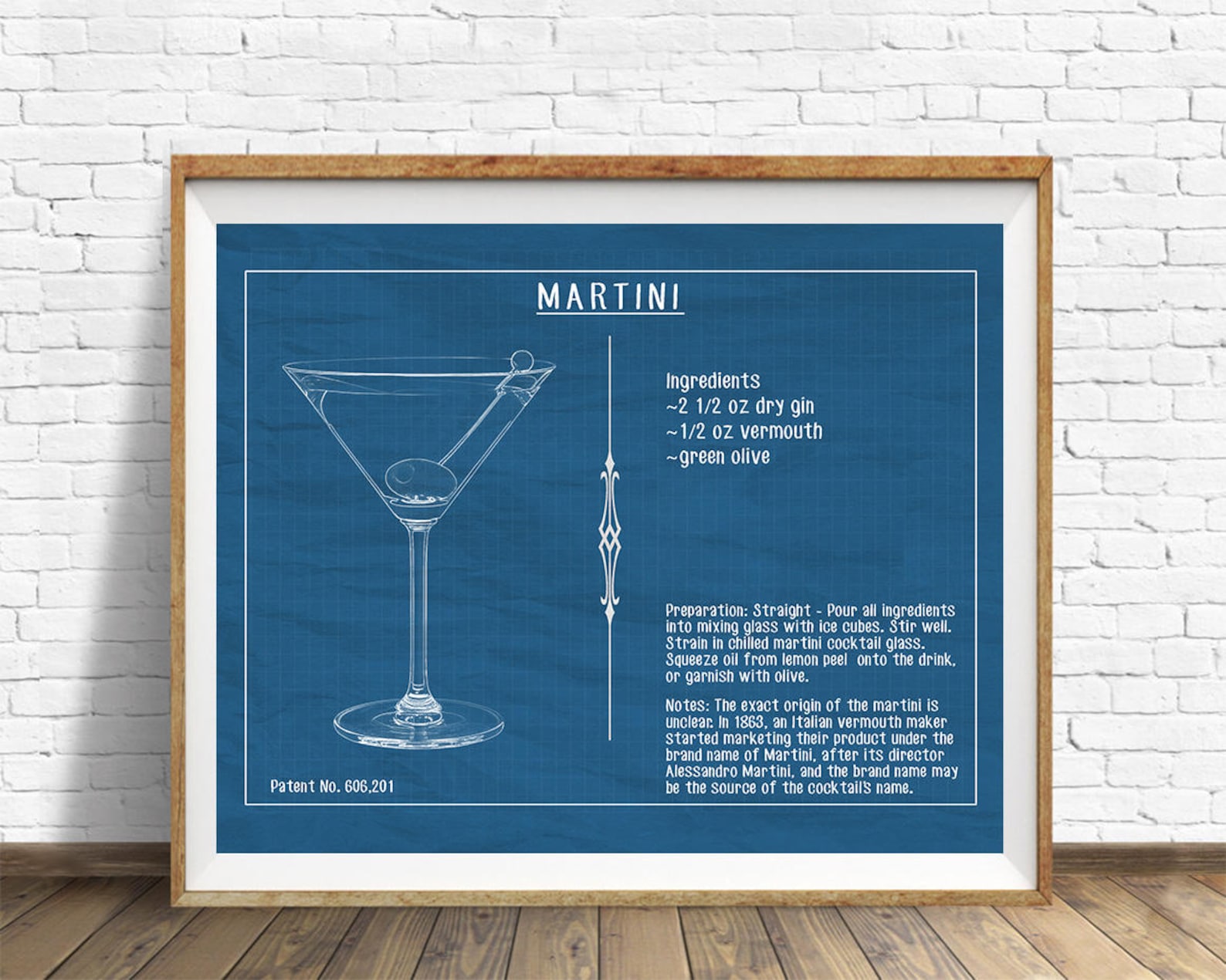 Martini Poster Cocktail Recipe Print Bar Art Martini - Etsy