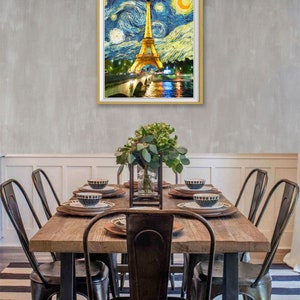Paris Poster, Van Gogh Starry Night Print, Eiffel Tower Poster, France ...