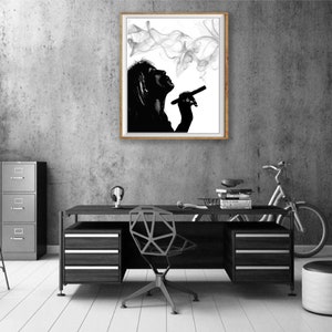 Cigar Poster for Women - Woman Smoking Cigar Print, Bar Art, Bar Decor ...