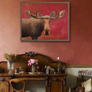 Vintage Moose Print, Moose Poster, Wildlife Art, Moose Art, Rustic ...