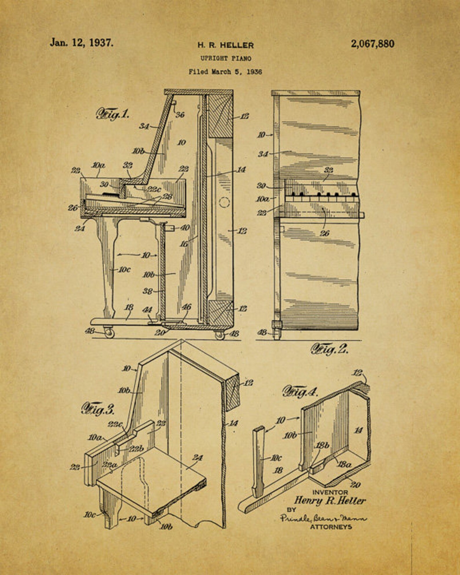 Piano Patent Prints Vintage Piano Art Discount Set of 3 Piano | Etsy