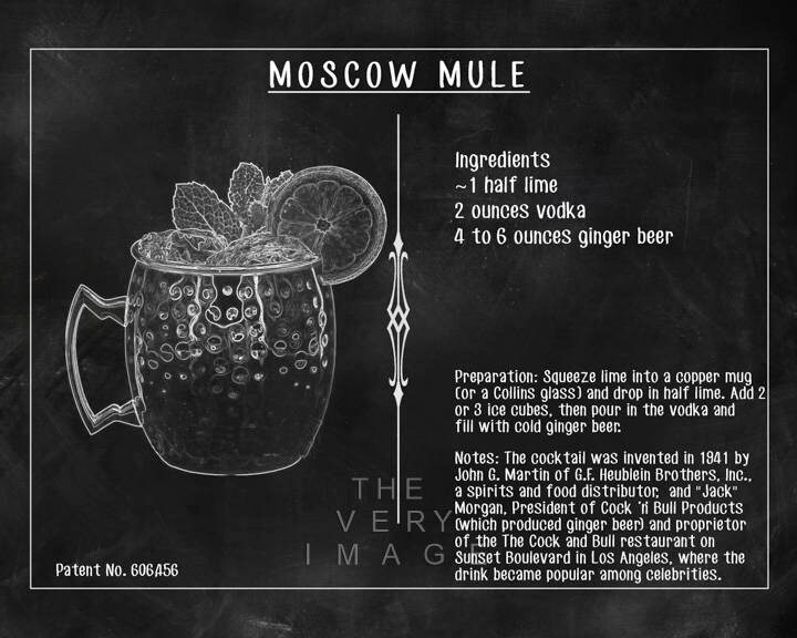 Moscow Mule Poster Cocktail Recipe Print Bar Art Moscow Mule Cocktail ...