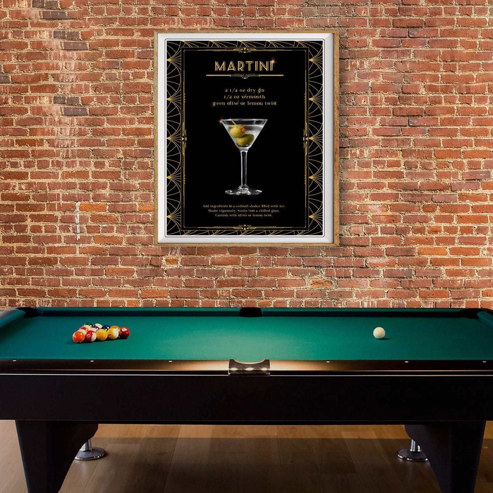 Martini Poster Art Deco Print Martini Cocktail Recipe Print - Etsy