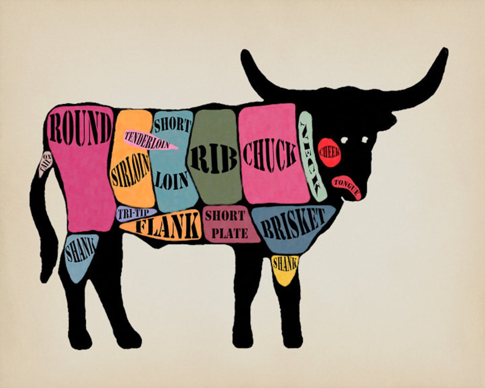 Beef Cut Poster Steer Cuts Meat Cuts Chart Beef Diagram - Etsy