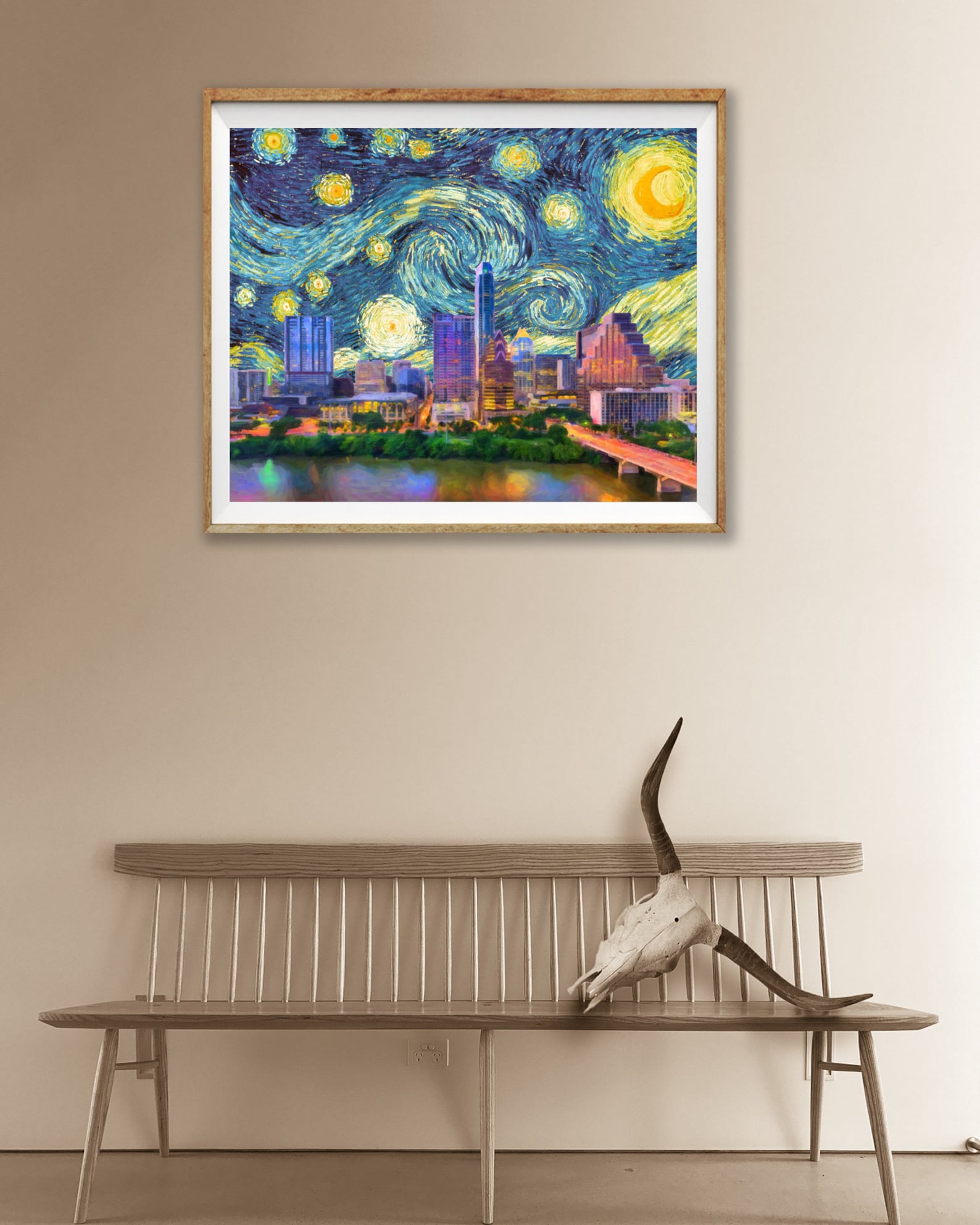 Austin Skyline Poster Van Gogh Starry Night Print Texas Decor | Etsy