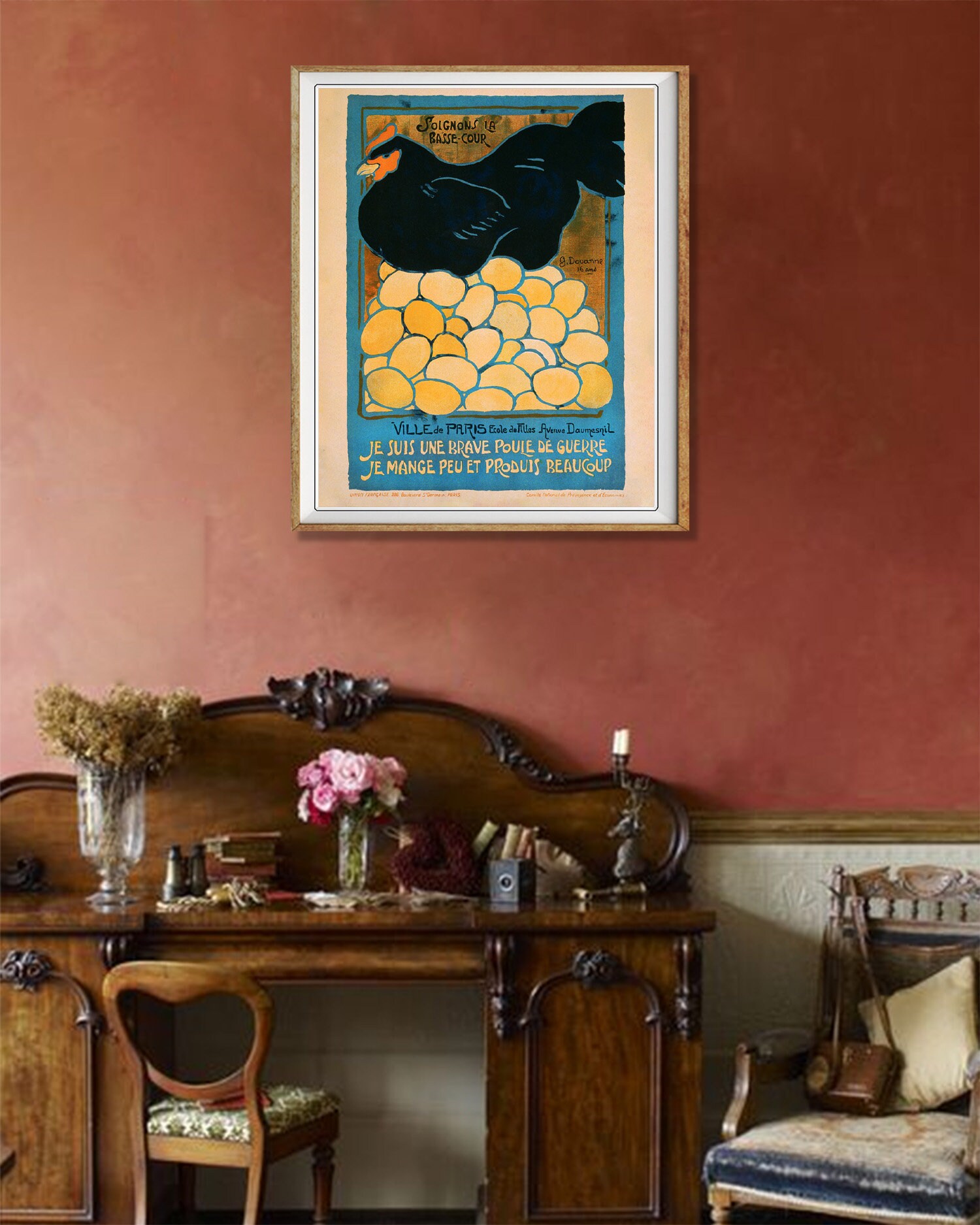 Vintage French Chicken Poster Vintage Poultry Print Colorful | Etsy