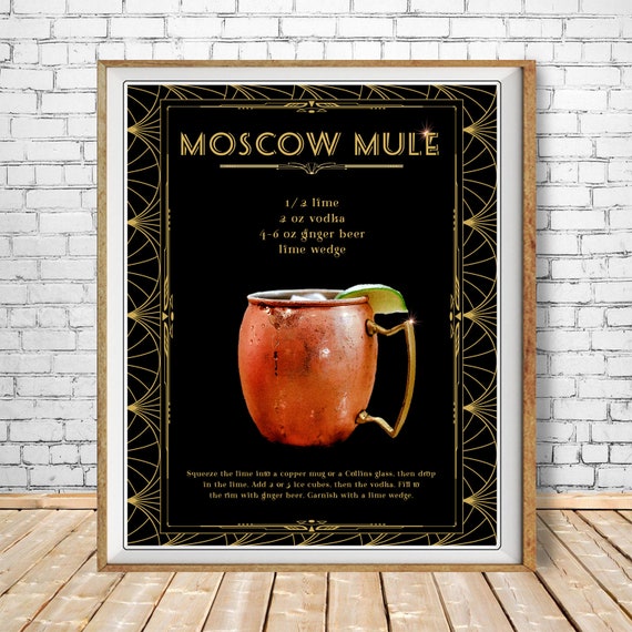 Moscow Mule Cocktail Poster Art Deco Print Vodka Cocktail | Etsy