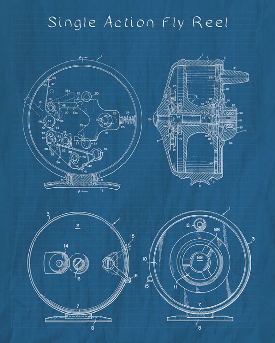 Fly Fishing Poster - Fly Reel Patent Blueprint - Fly Fishing Print ...
