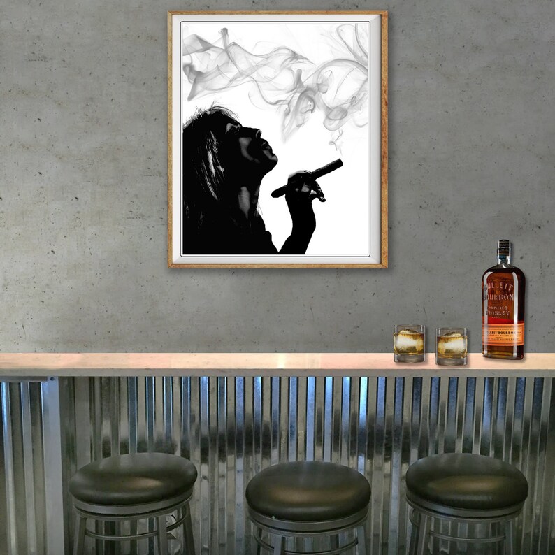 Cigar Poster for Women Woman Smoking Cigar Print Bar Art | Etsy