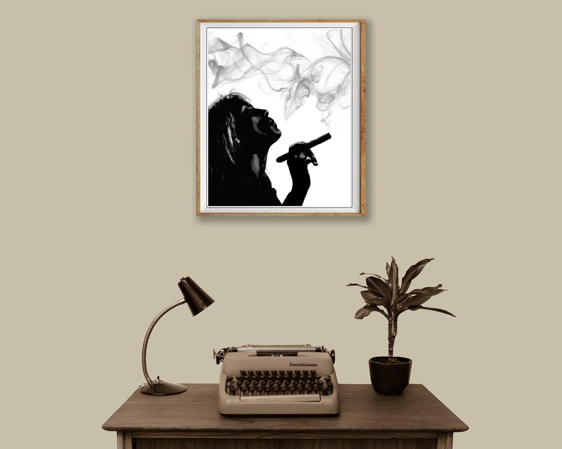 Cigar Poster for Women Woman Smoking Cigar Print Bar Art | Etsy