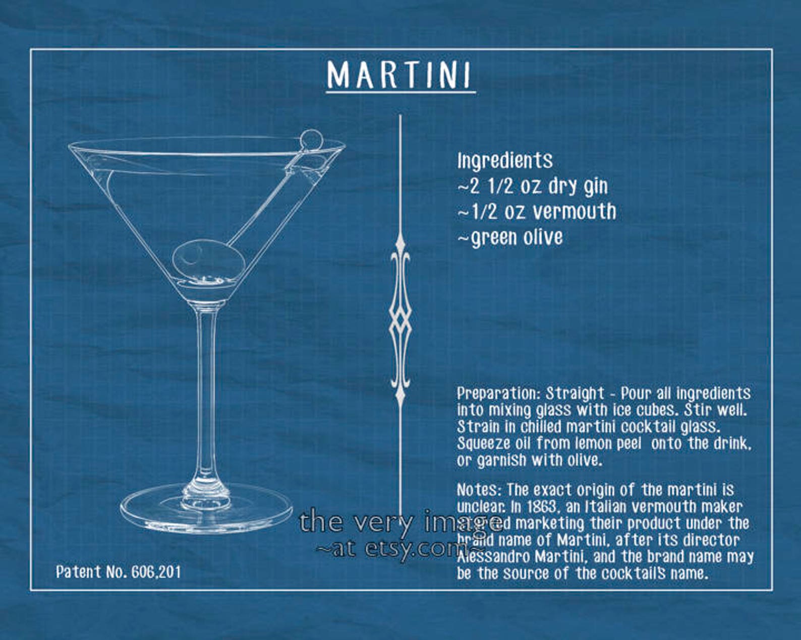 Martini Poster - Cocktail Recipe Print - Bar Art - Martini Cocktail ...