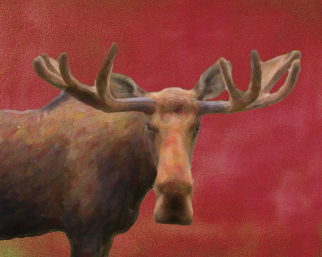 Vintage Moose Print, Moose Poster, Wildlife Art, Moose Art, Rustic ...