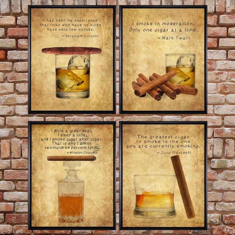 Cigar Art Cigar Prints Discounted Set of 4 Bar Art - Etsy