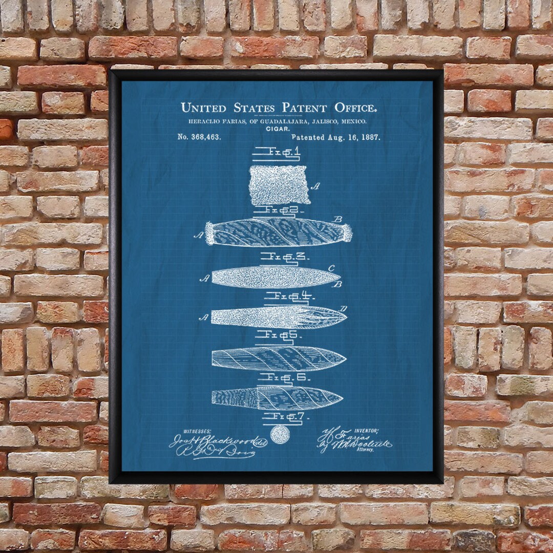 Cigar Art Cigar Blueprint Cigar Patent Art Cigar Poster Bar Art Man ...