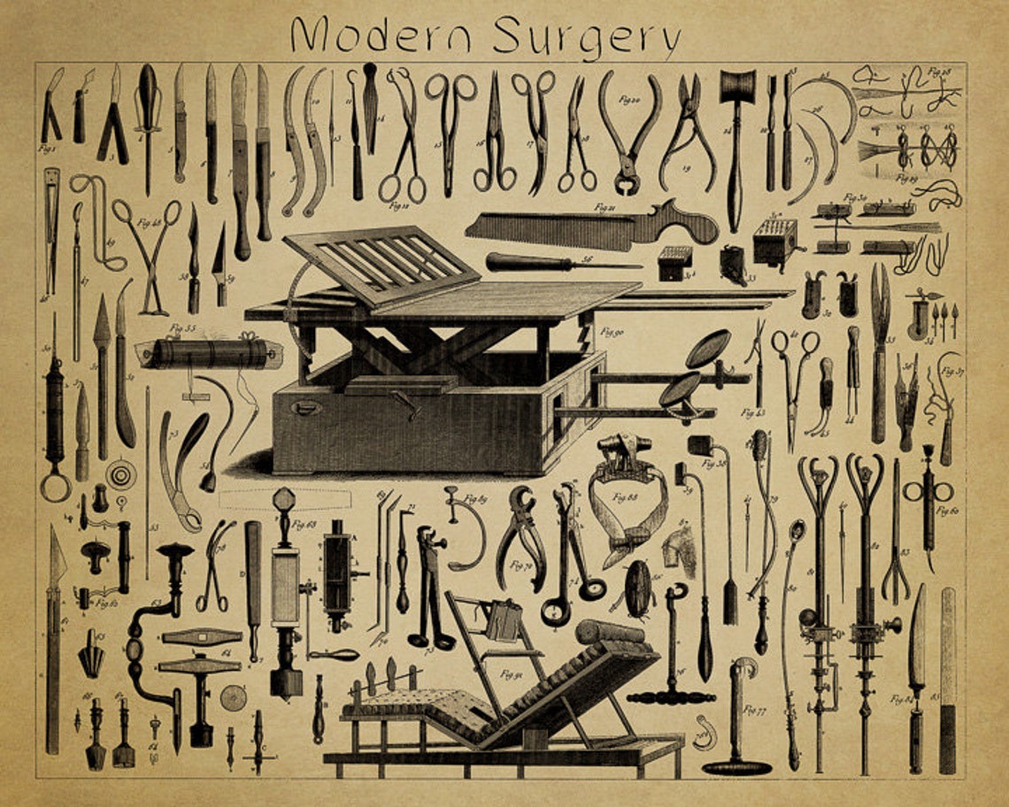 Surgical Tools Chart Medical Print Medicine Surgery - Etsy