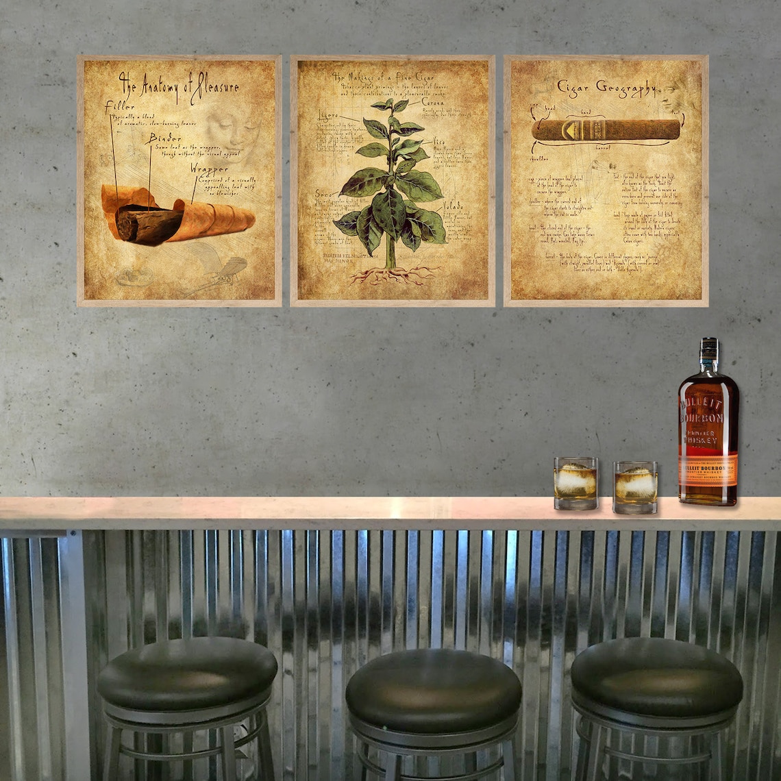 Cigar Art Cigar Prints Discounted Set of 3 Bar Art - Etsy UK