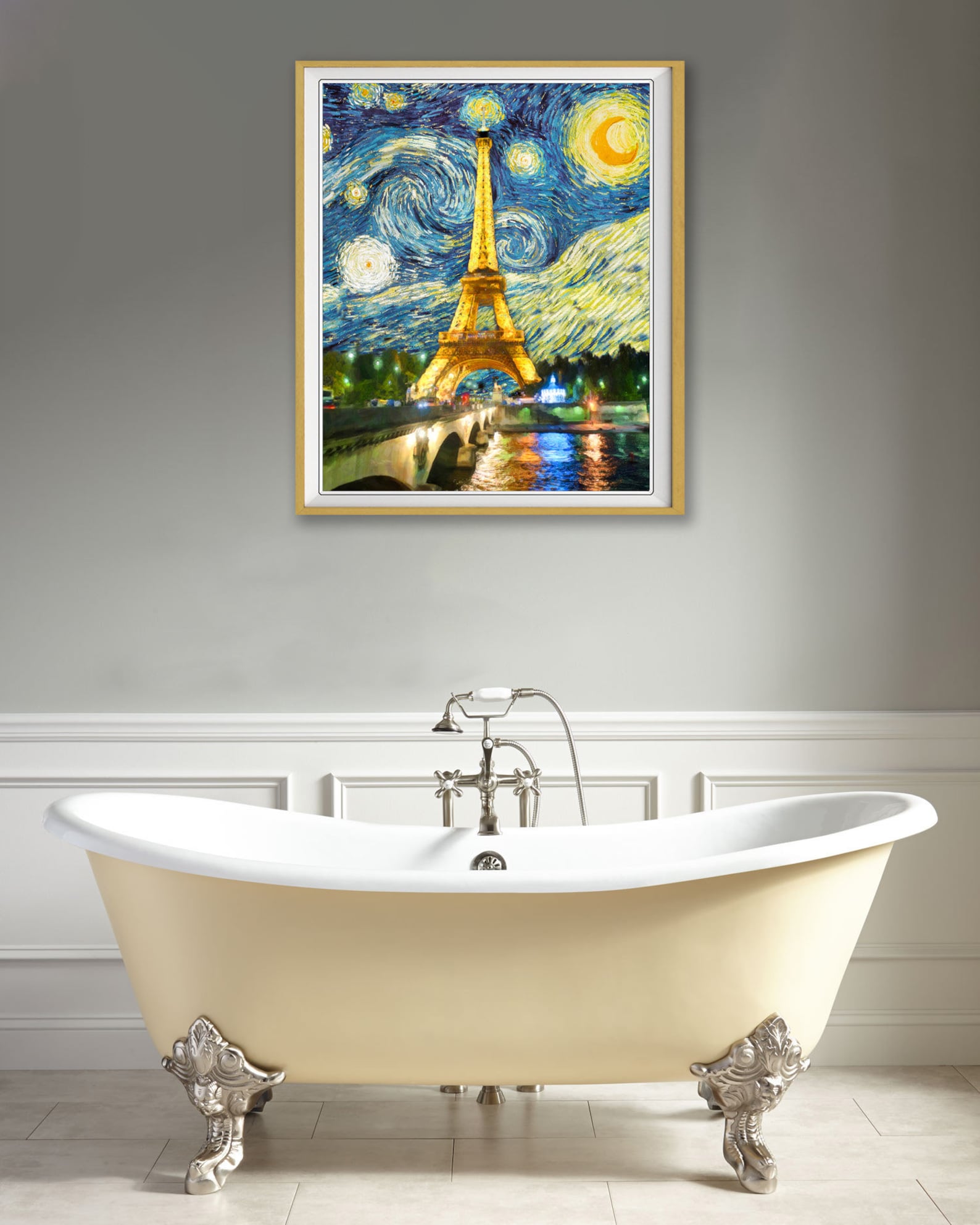 Paris Poster, Van Gogh Starry Night Print, Eiffel Tower Poster, France ...
