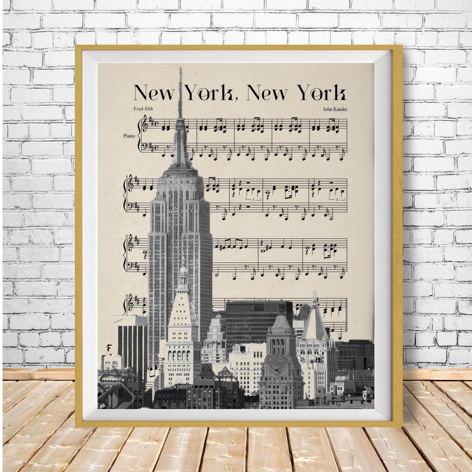 New York City Skyline, Sheet Music Print, Discounted Set of 3 Prints ...