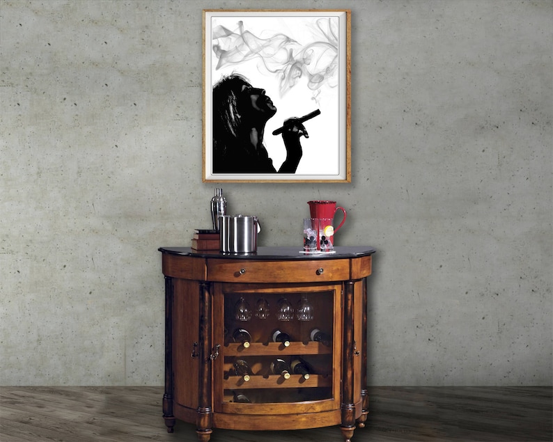 Cigar Poster for Women Woman Smoking Cigar Print Bar Art | Etsy