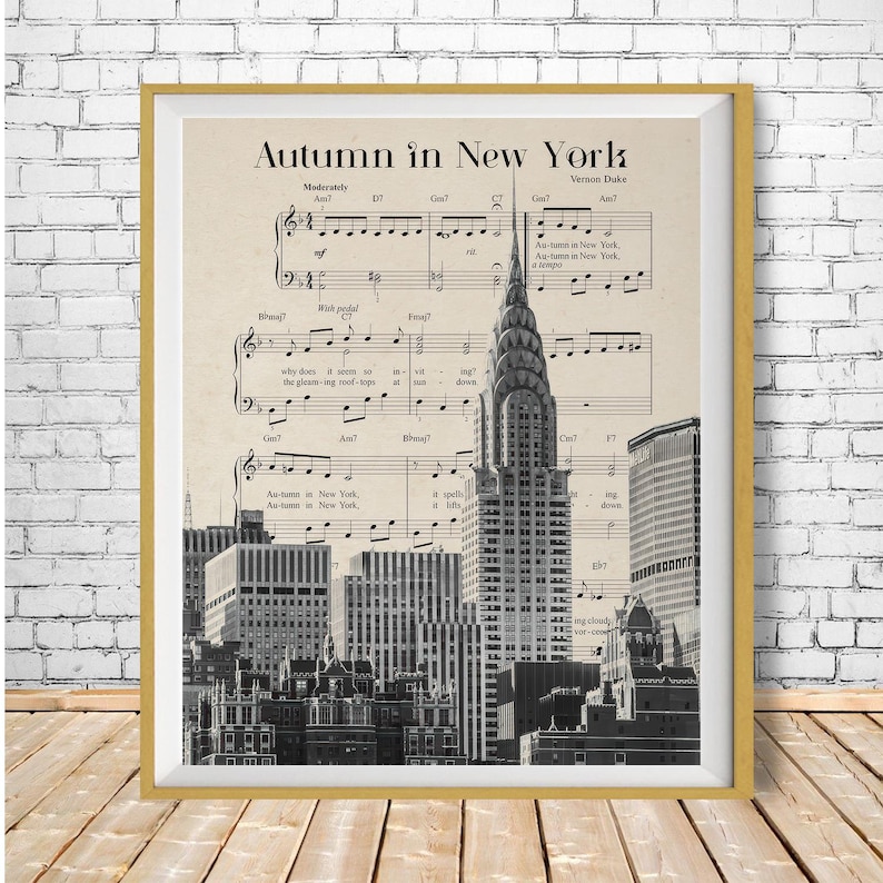 New York City Skyline, Sheet Music Print, Discounted Set of 3 Prints ...