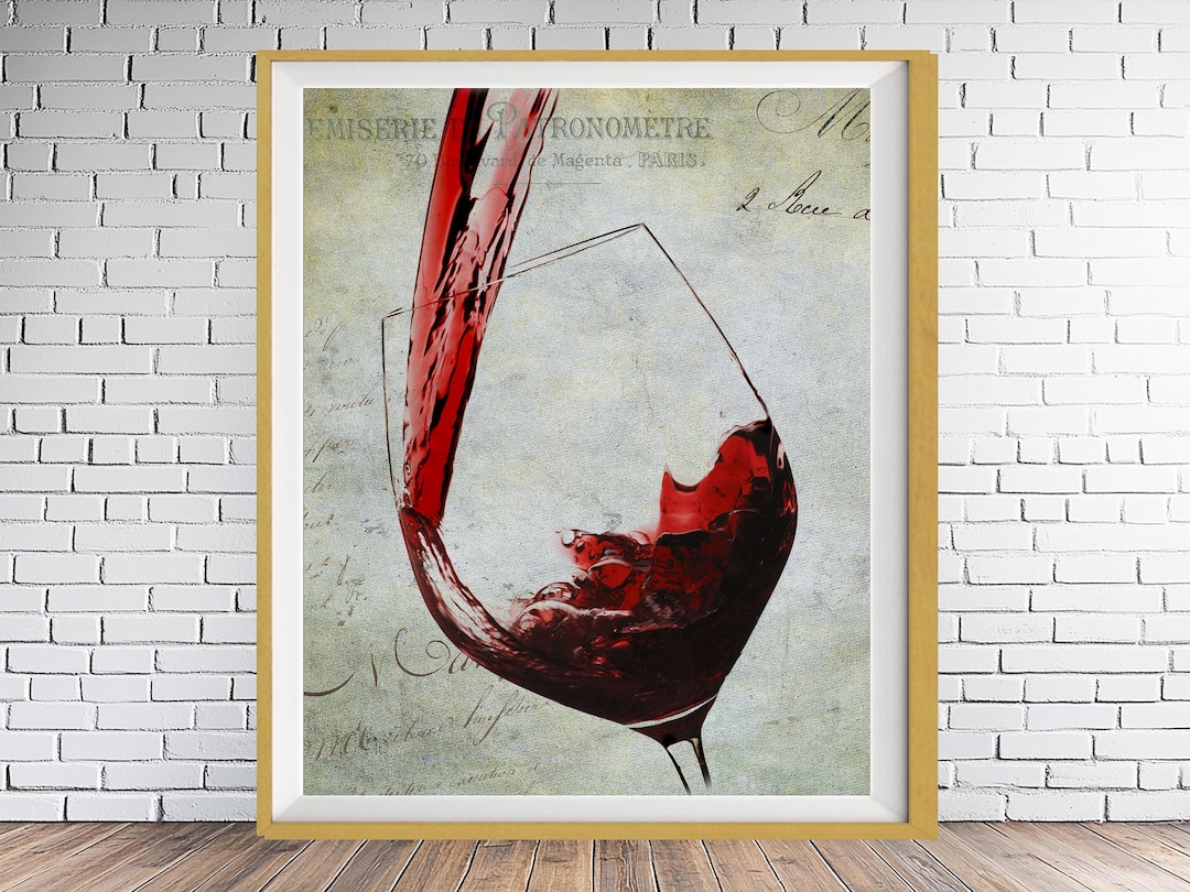 Wine Print, French Poster, Red Wine Decor, Bar Art, Gifts for Wine ...
