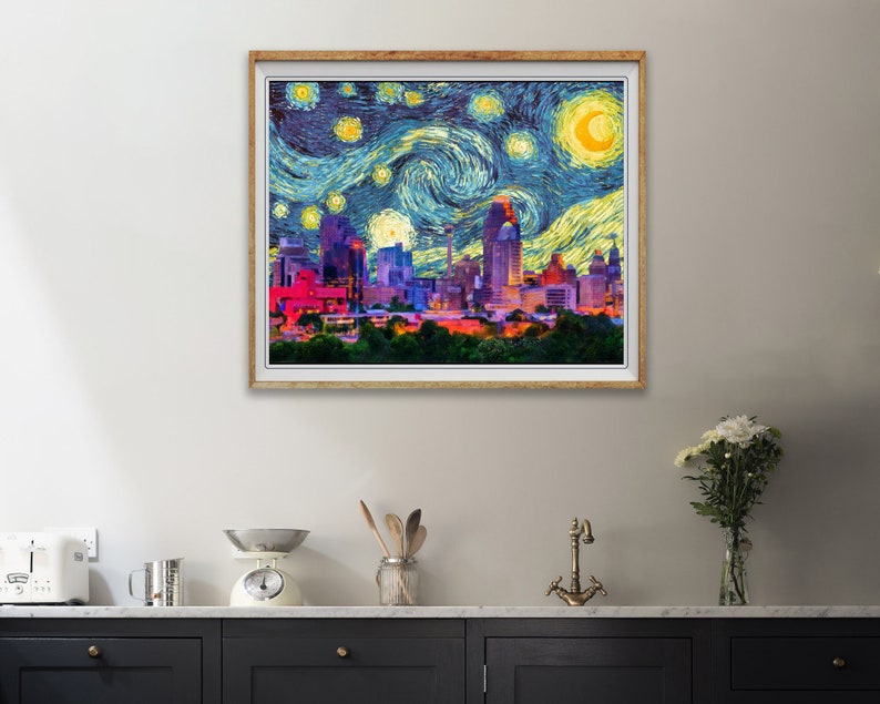 San Antonio Poster Van Gogh Starry Night Print Texas Decor Van - Etsy