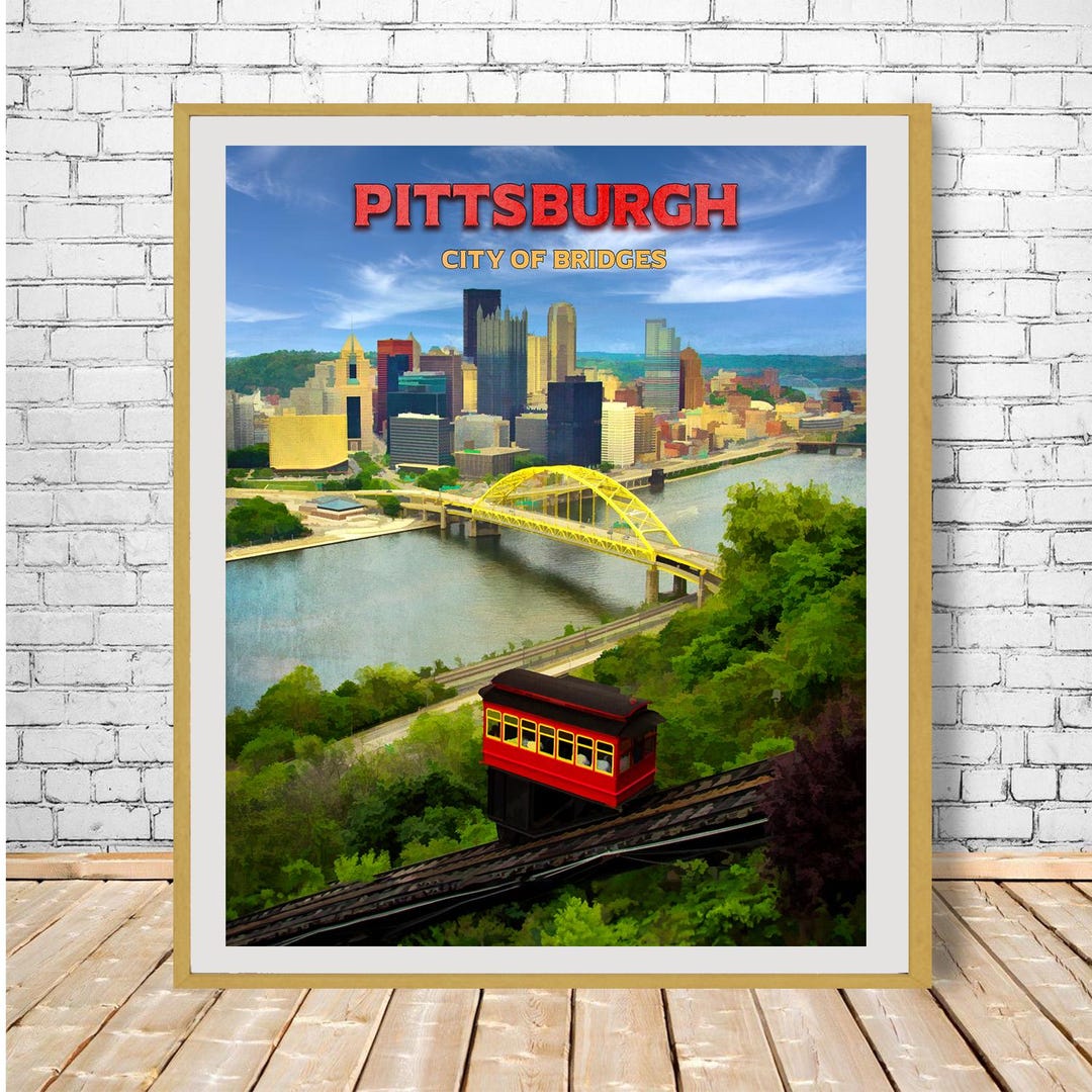 Pittsburgh Print, Travel Poster, Pittsburgh Bridges, Pittsburgh Poster ...