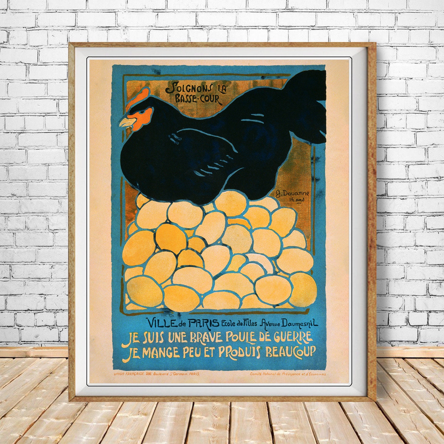 Vintage French Chicken Poster, Vintage Poultry Print, Colorful Chicken ...