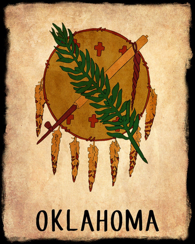 Oklahoma State Flag Print Oklahoma Poster Native American | Etsy