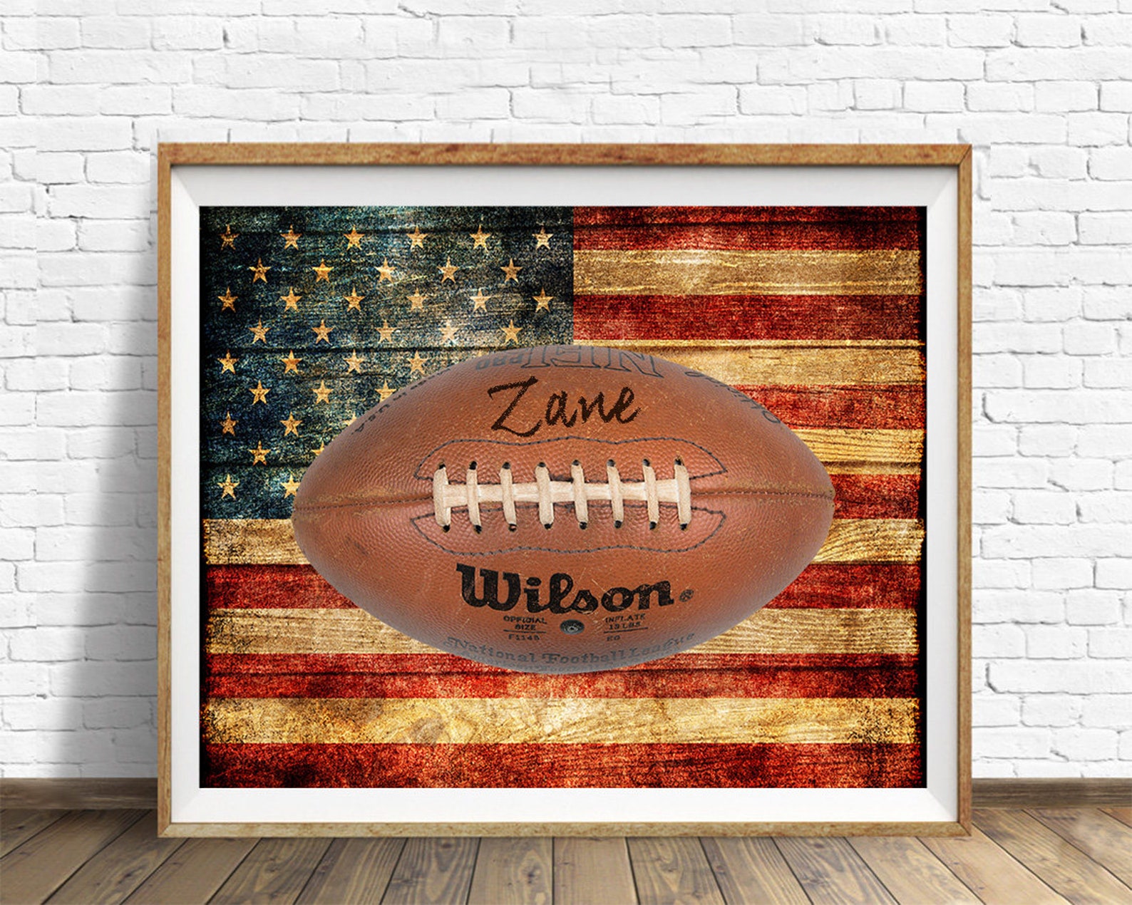 Personalized Football Print - Vintage US Flag - Boys Room Decor - Gifts ...