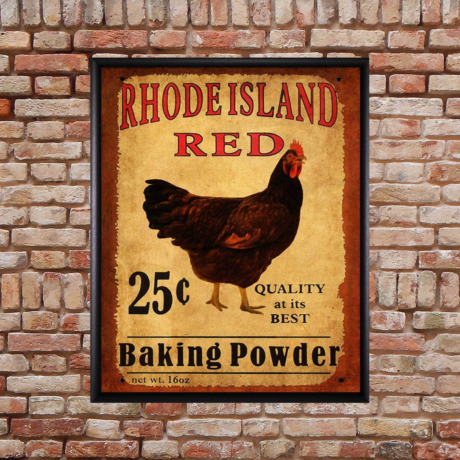 Vintage Chicken Poster - Rhode Island Red Print - Baking Powder Sign ...
