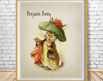 Benjamin Bunny Beatrix Potter Art Print Storybook - Etsy