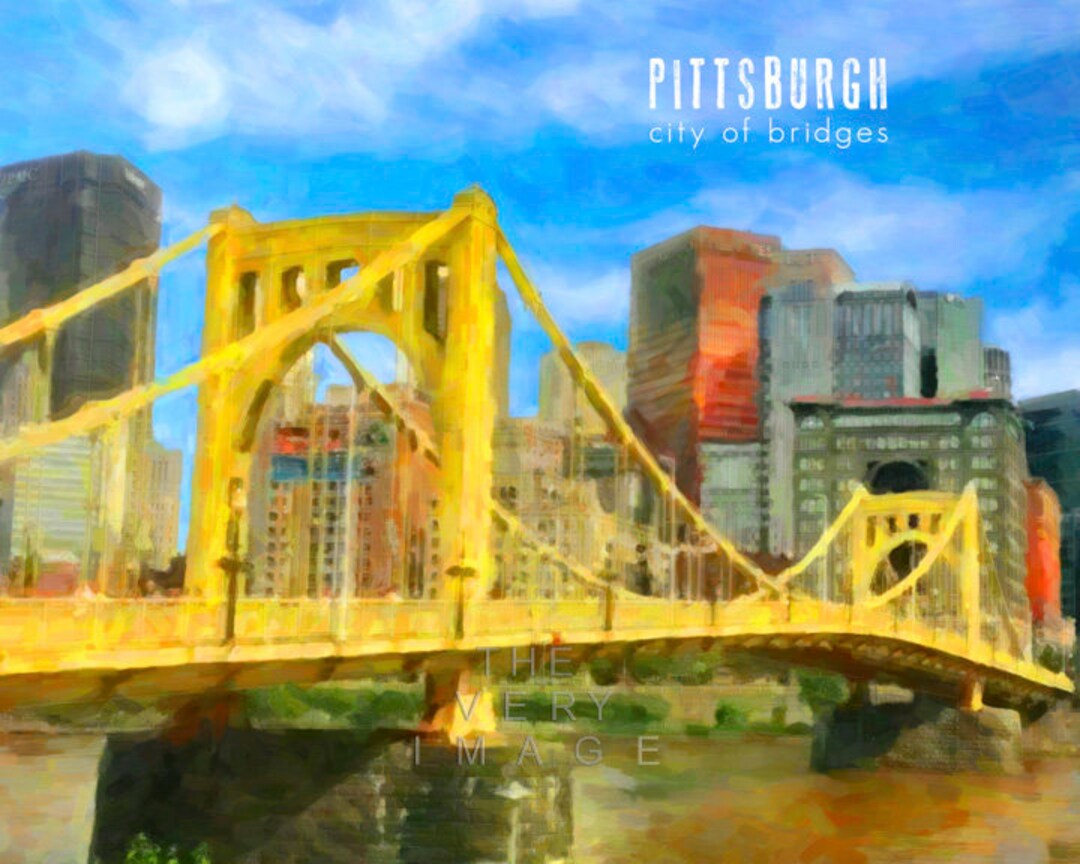 Pittsburgh Print Travel Poster Pittsburgh Bridges - Etsy