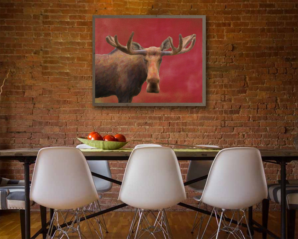 Vintage Moose Print Moose Poster Wildlife Art Moose Art | Etsy