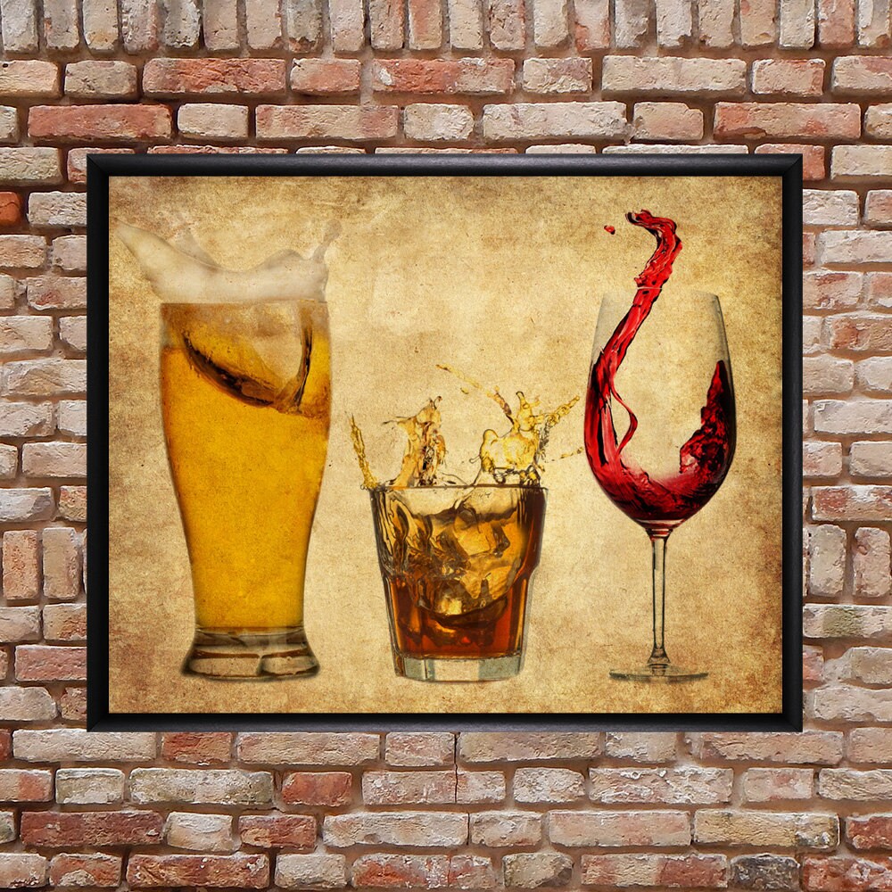 Bar Art Whiskey Poster Beer Print Wine Art Bar Decor | Etsy