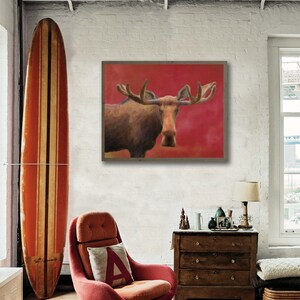 Vintage Moose Print, Moose Poster, Wildlife Art, Moose Art, Rustic ...