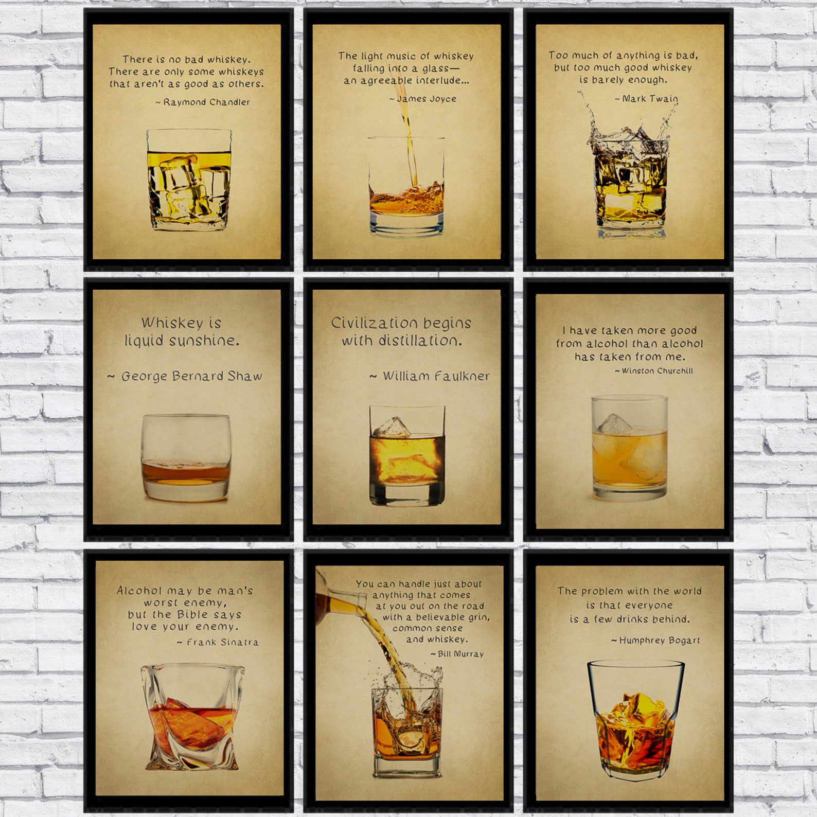 Whiskey Prints Discounted Set of Nine Whiskey Quotes Whiskey - Etsy