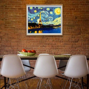 Paris Poster, Van Gogh Starry Night Print, Eiffel Tower Poster, France ...