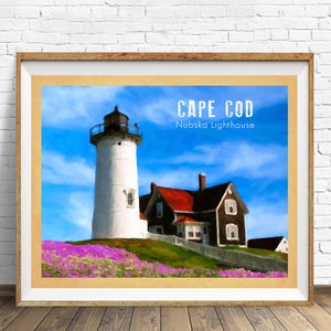 Cape Cod Print, Nobska Lighthouse, Cape Cod Poster, Lighthouse Poster ...