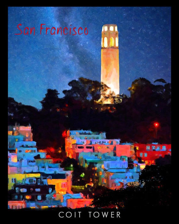 San Francisco Poster Coit Tower Print California Poster - Etsy