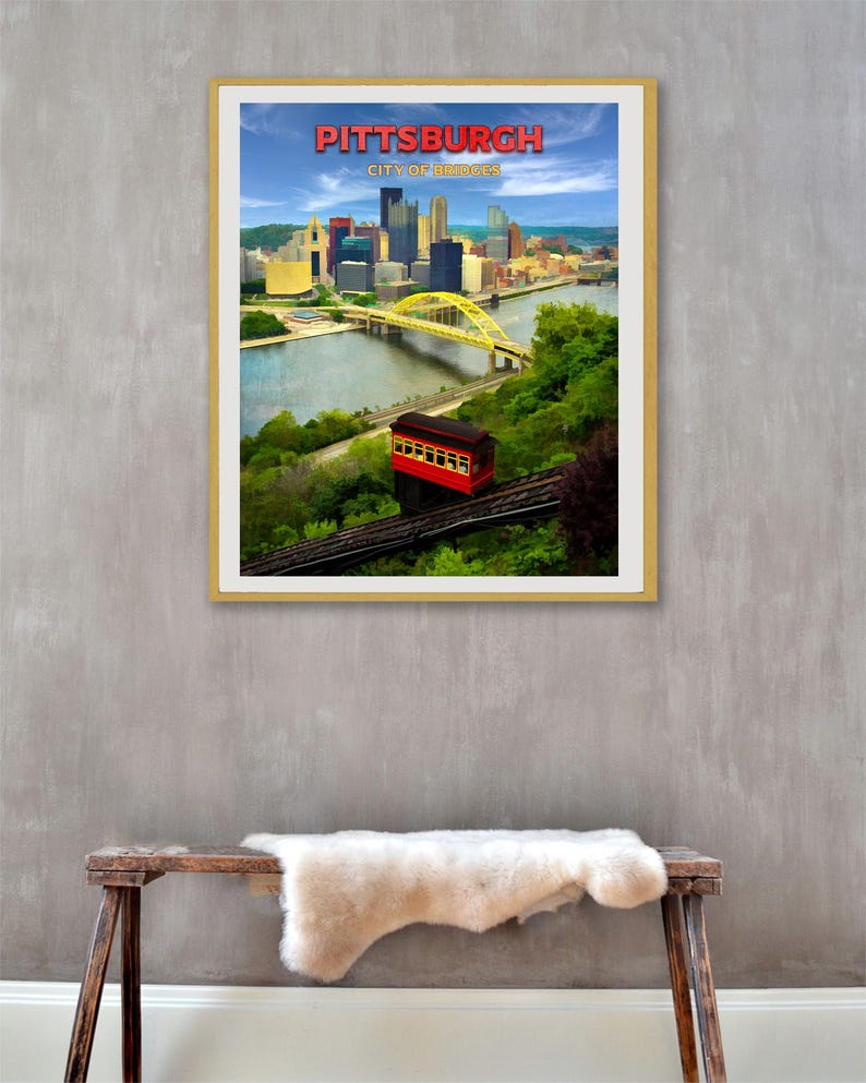 Pittsburgh Print, Travel Poster, Pittsburgh Bridges, Pittsburgh Poster ...
