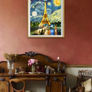 Paris Poster, Van Gogh Starry Night Print, Eiffel Tower Poster, France ...