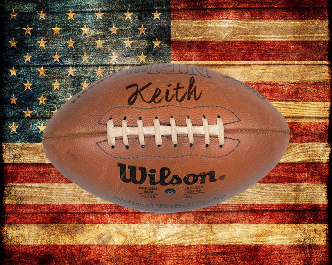 Personalized Football Print - Vintage US Flag - Boys Room Decor - Gifts ...