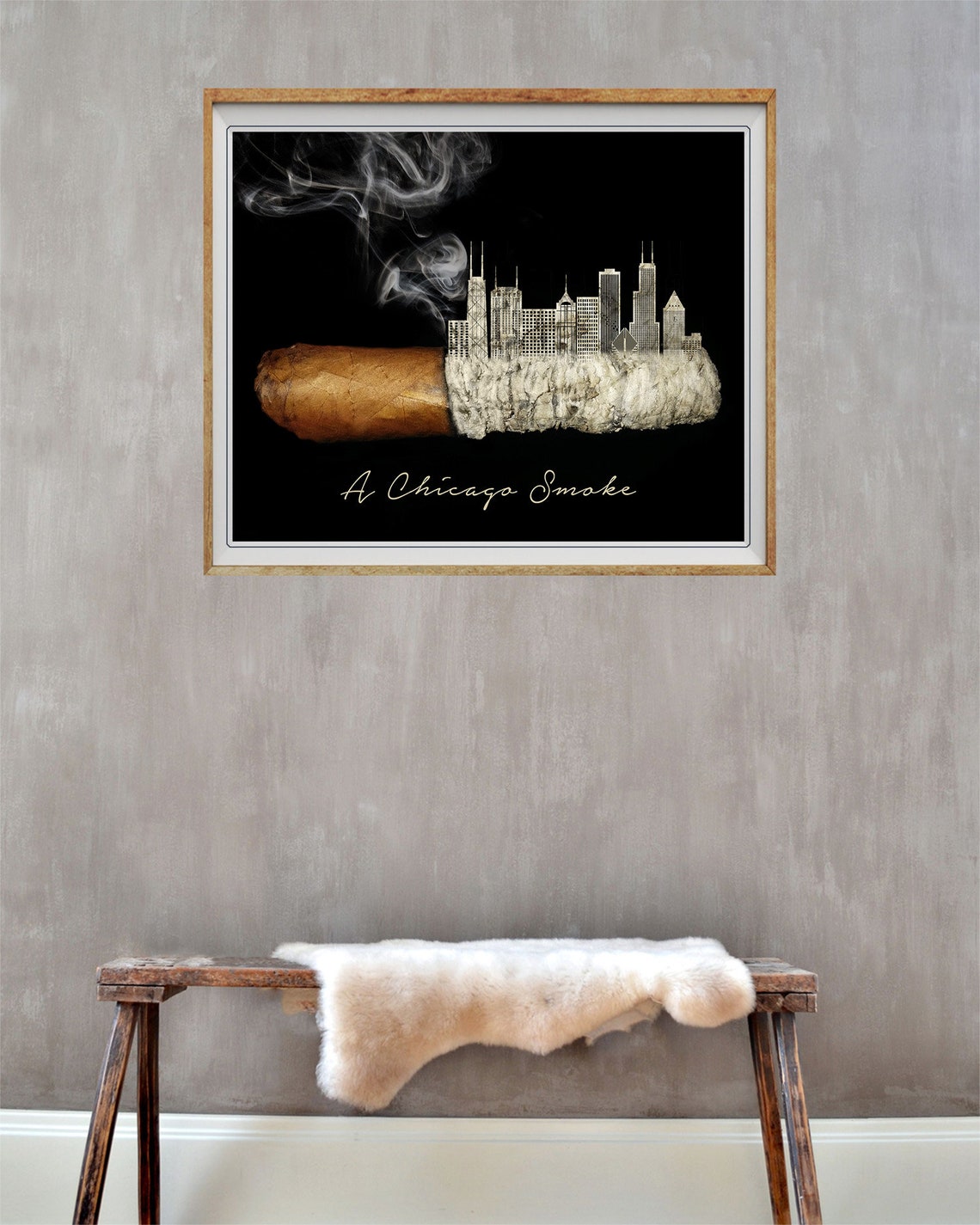 Cigar Art, Chicago Poster, Cigar Print, Man Cave Decor, Chicago Wall ...