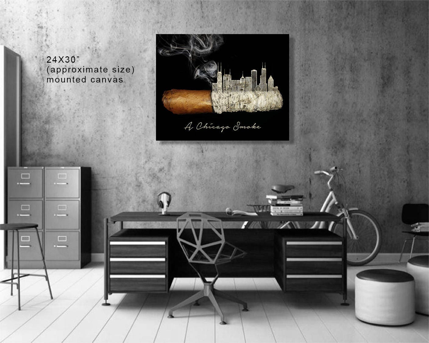 Cigar Art Chicago Poster Cigar Print Man Cave Decor - Etsy