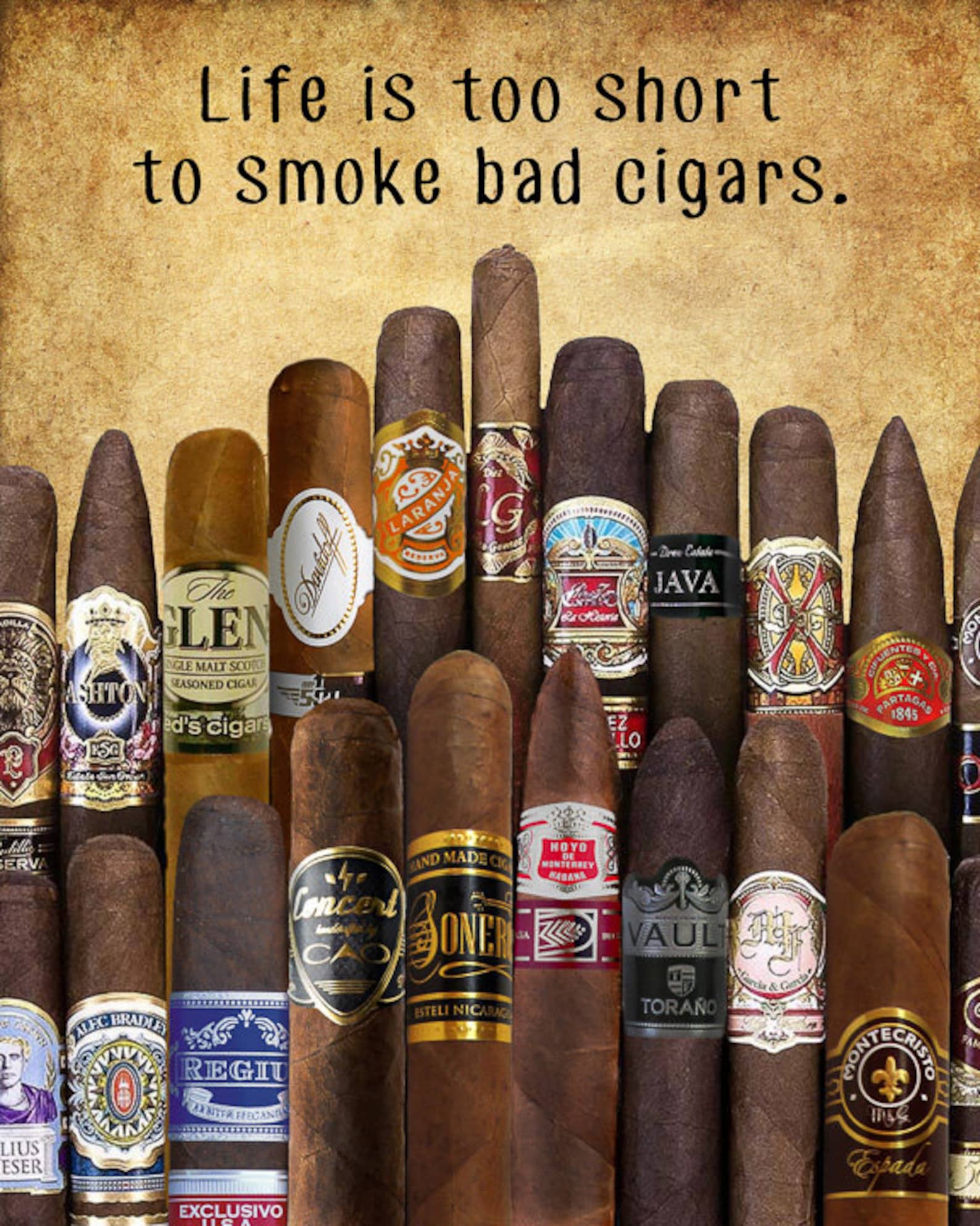 Cigar Art, Cigar Poster - Tobacco Print Cigar Print Man Cave Wall Art ...