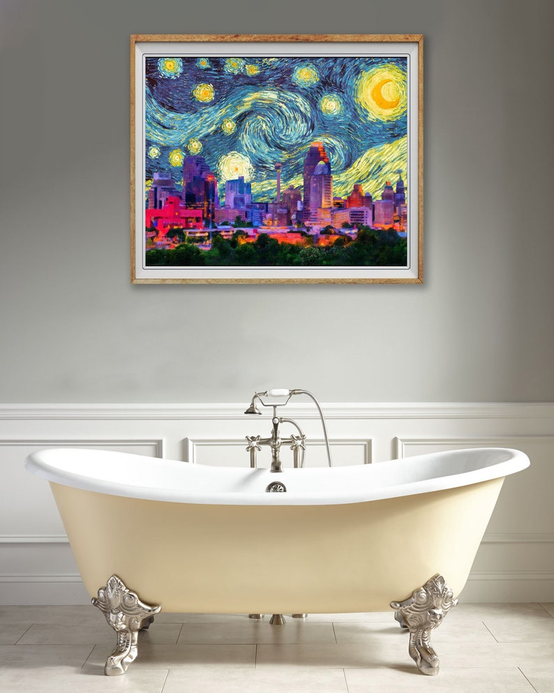 San Antonio Poster Van Gogh Starry Night Print Texas Decor Van - Etsy