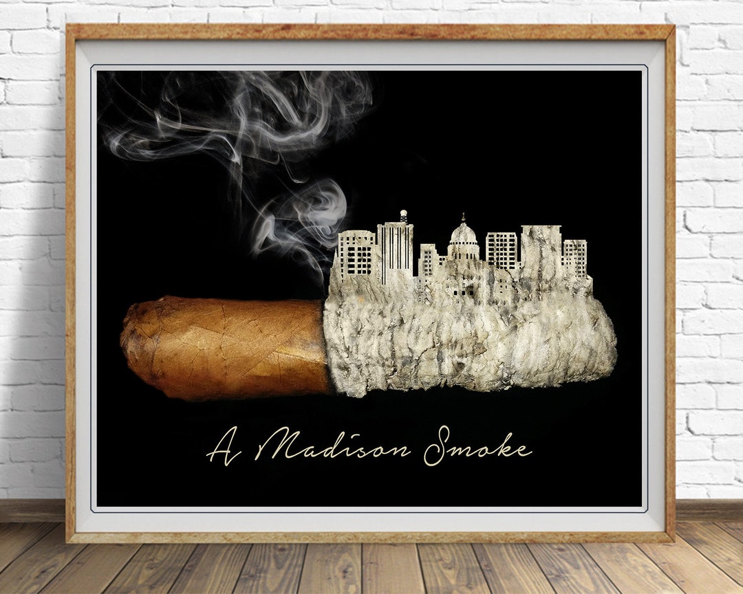 Cigar Art, Madison Wisconsin Poster, Cigar Print, Man Cave Decor ...