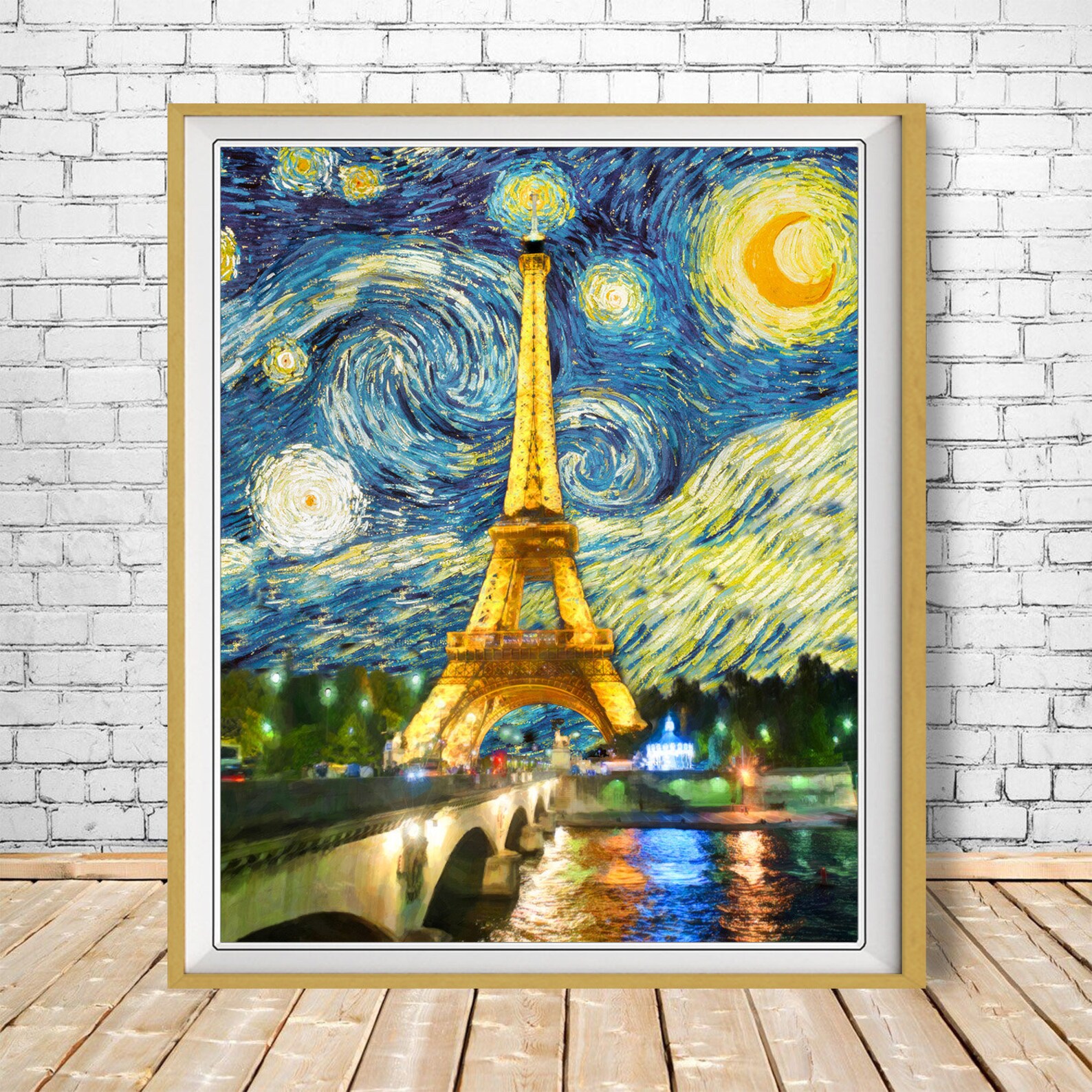 Paris Poster, Van Gogh Starry Night Print, Eiffel Tower Poster, France ...