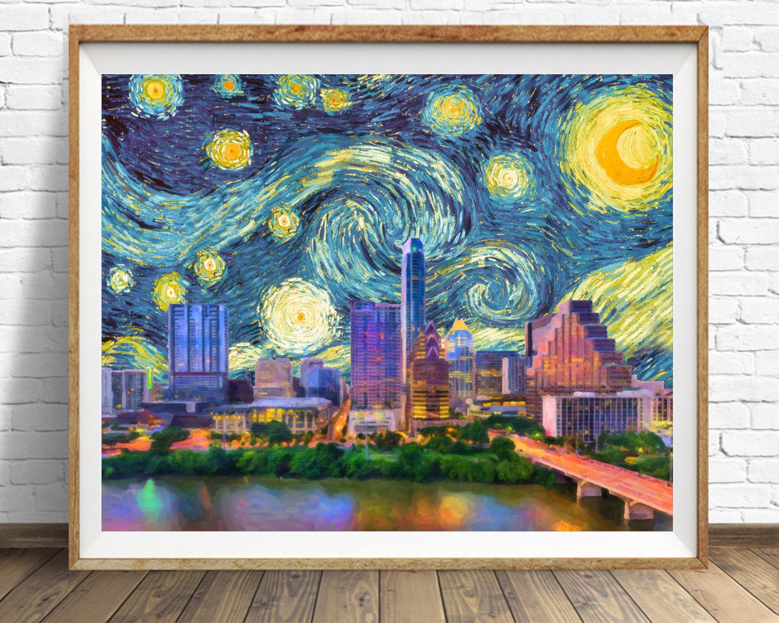 Austin Skyline Poster Van Gogh Starry Night Print Texas Decor | Etsy